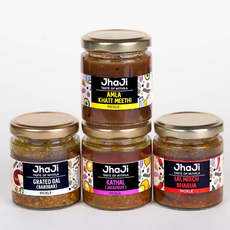 Rajan's Favourite Four Pickle Pack | Mango, Amra, Garlic & Karela