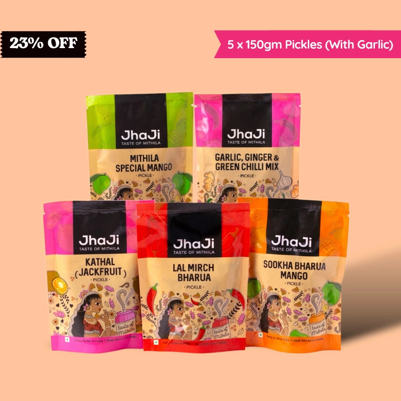 5 Traditional Pickles Sample Pack (With Garlic) | 5x150g Packs