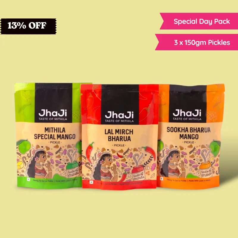 Rajan’s Favorite Bihari Pickle Pack | Mango & Red Chilli | 3 x 150g Ea